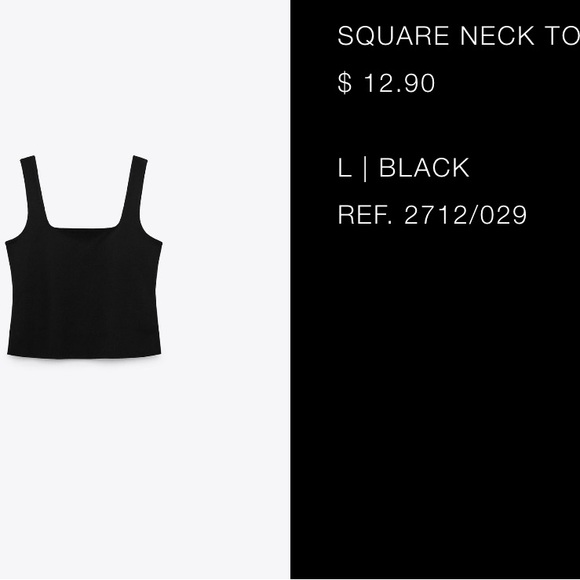 Zara | Tops | Zara Black Square Neck Top | Poshmark